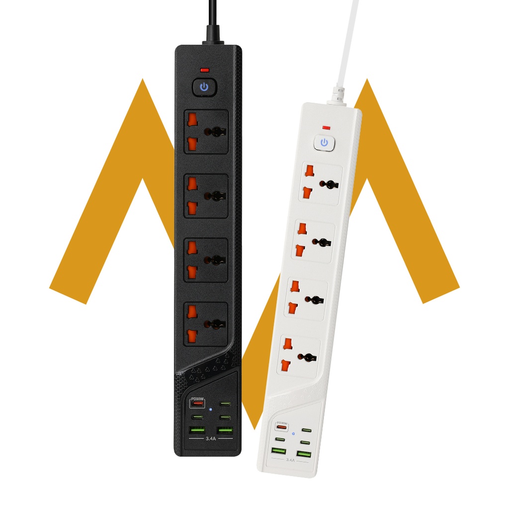 7MD Power Socket 4-Outlet, Power Extension Socket (USB*2+Type-C*4 ...