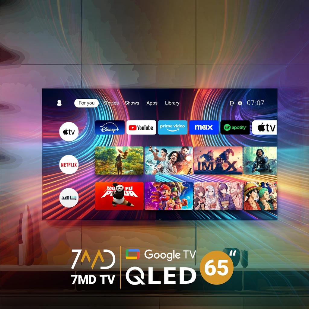 7MD TV QLED 65 Inch 4K Ultra HD Smart TV | 7MDQR65DT24USBT2 | | 7MD Store